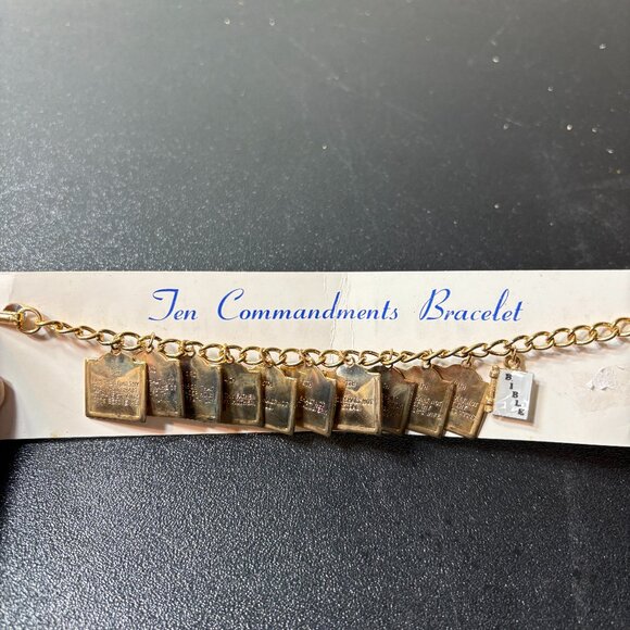 Jewelry | Vintage Charm 1 Commandments Gold Tone Bracelet | Poshmark